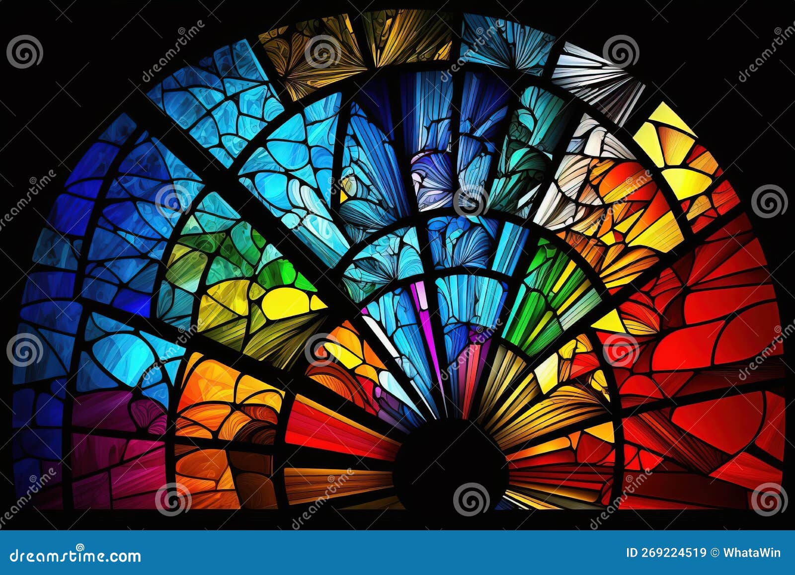 Multicolored Stained Glass Window with Irregular Random Block Pattern ...