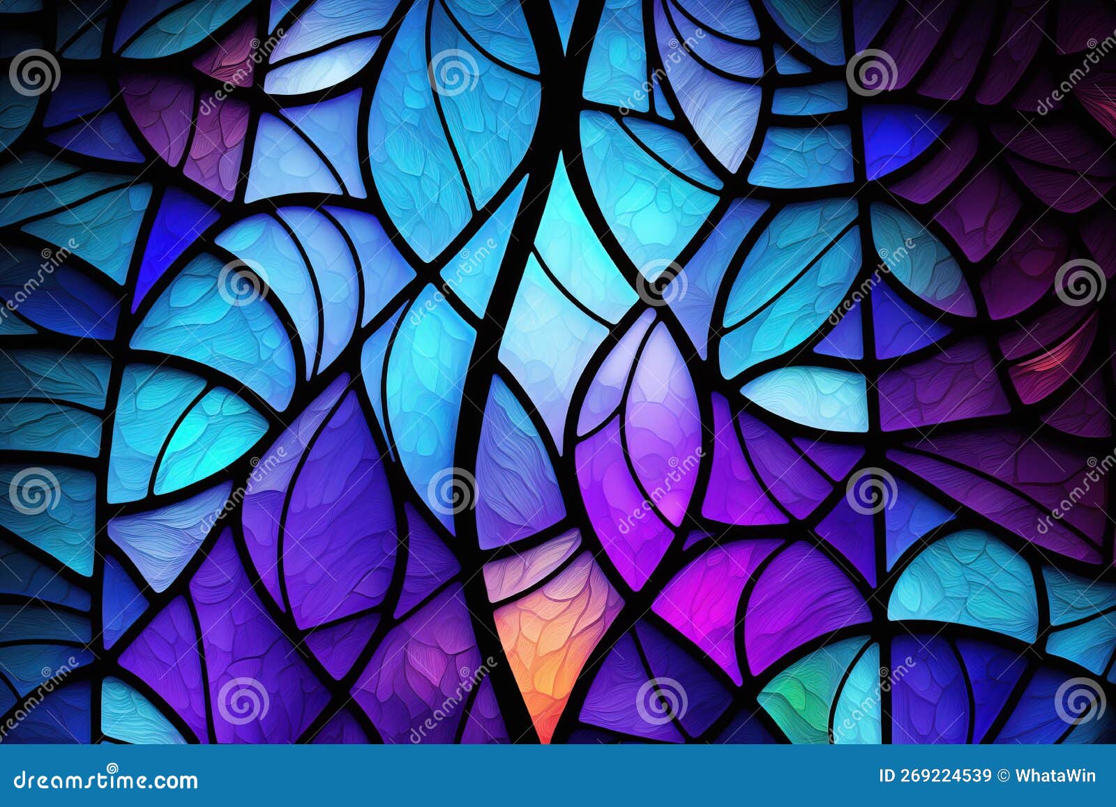 Multicolored Stained Glass Window with Irregular Random Block Pattern ...