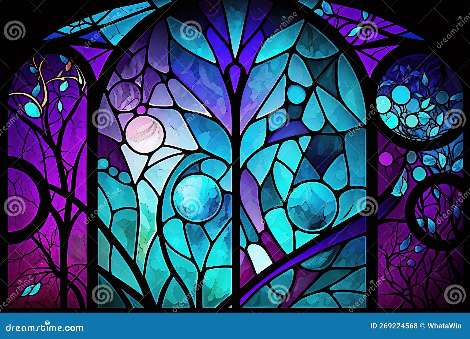 Multicolored Stained Glass Window with Irregular Random Block Pattern ...