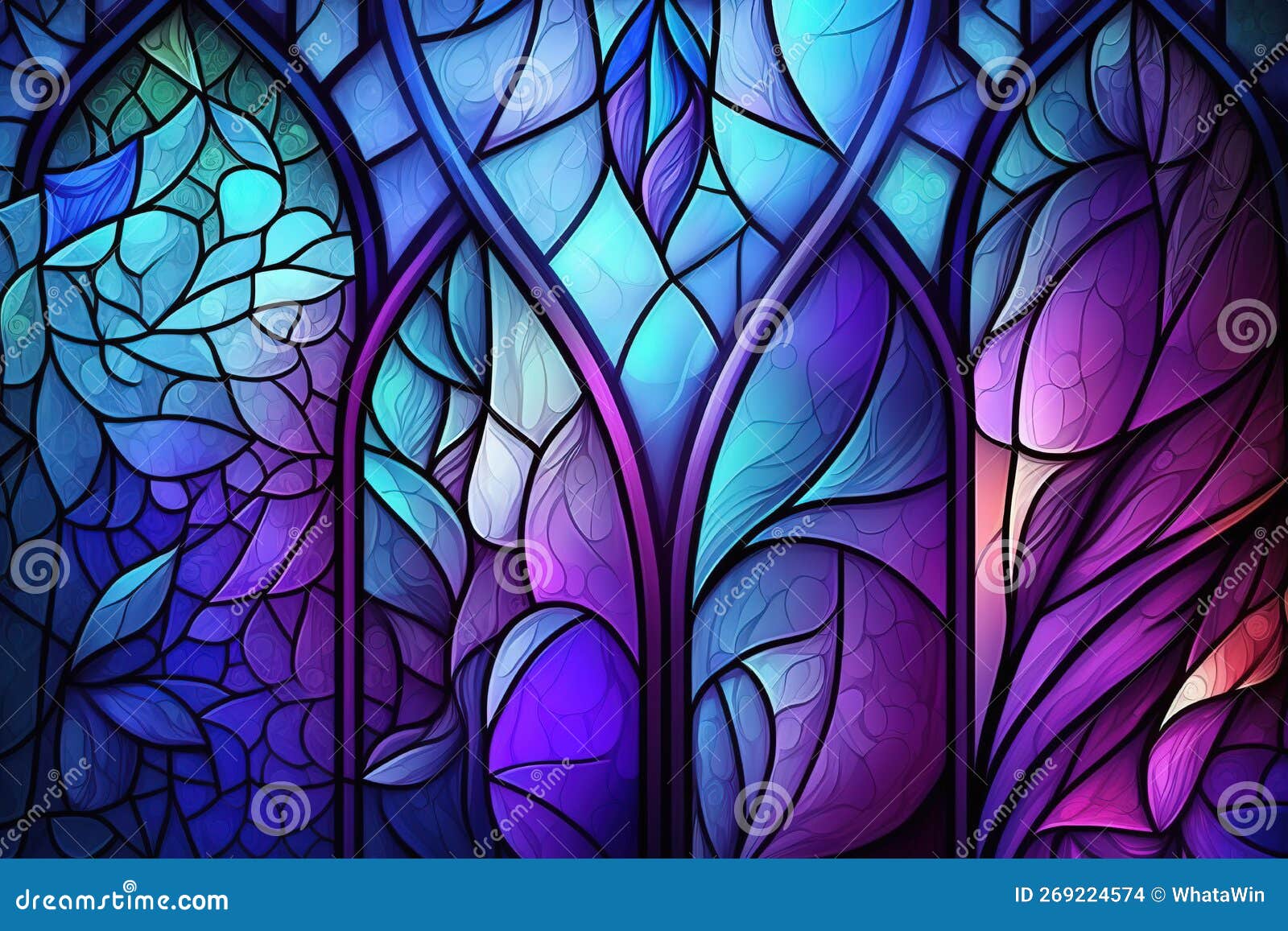 Multicolored Stained Glass Window with Irregular Random Block Pattern ...