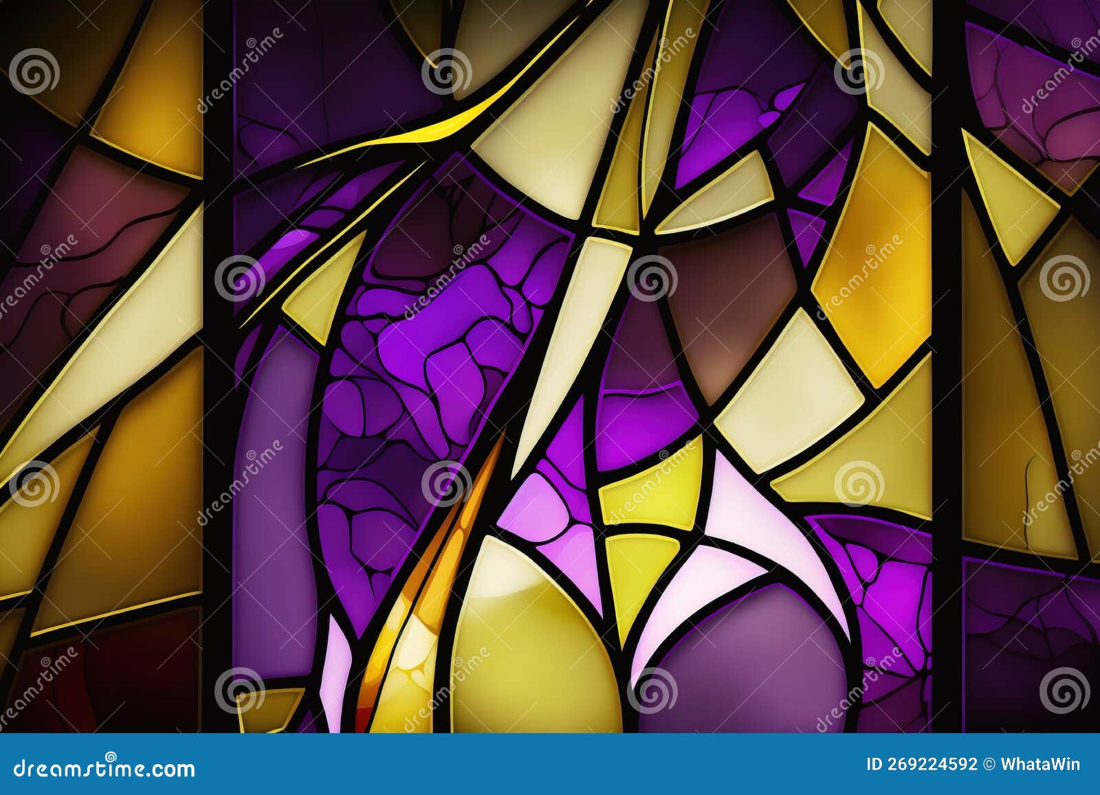 Multicolored Stained Glass Window with Irregular Random Block Pattern ...