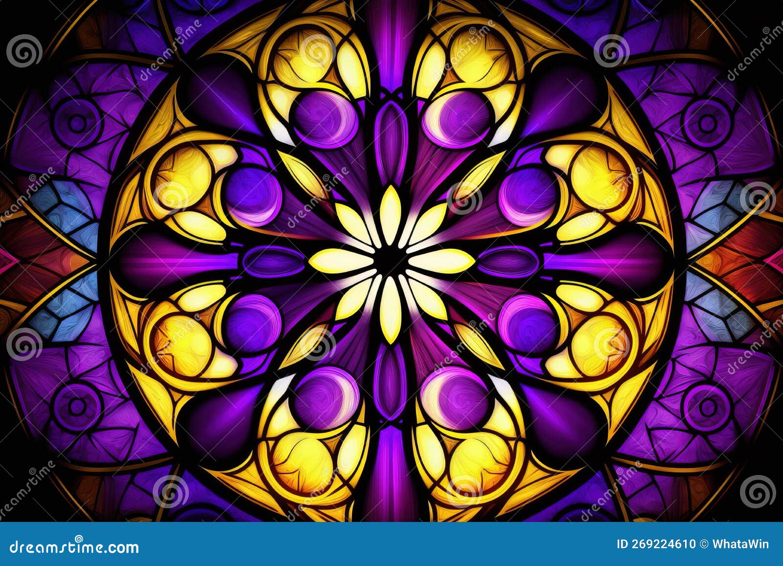 Multicolored Stained Glass Window with Irregular Random Block Pattern ...
