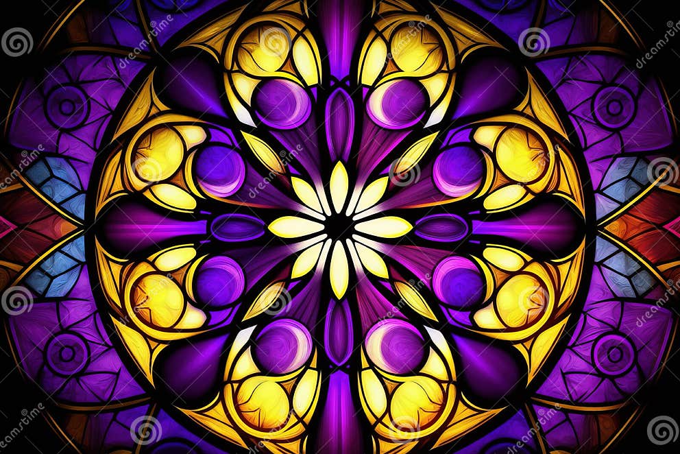 Multicolored Stained Glass Window with Irregular Random Block Pattern ...