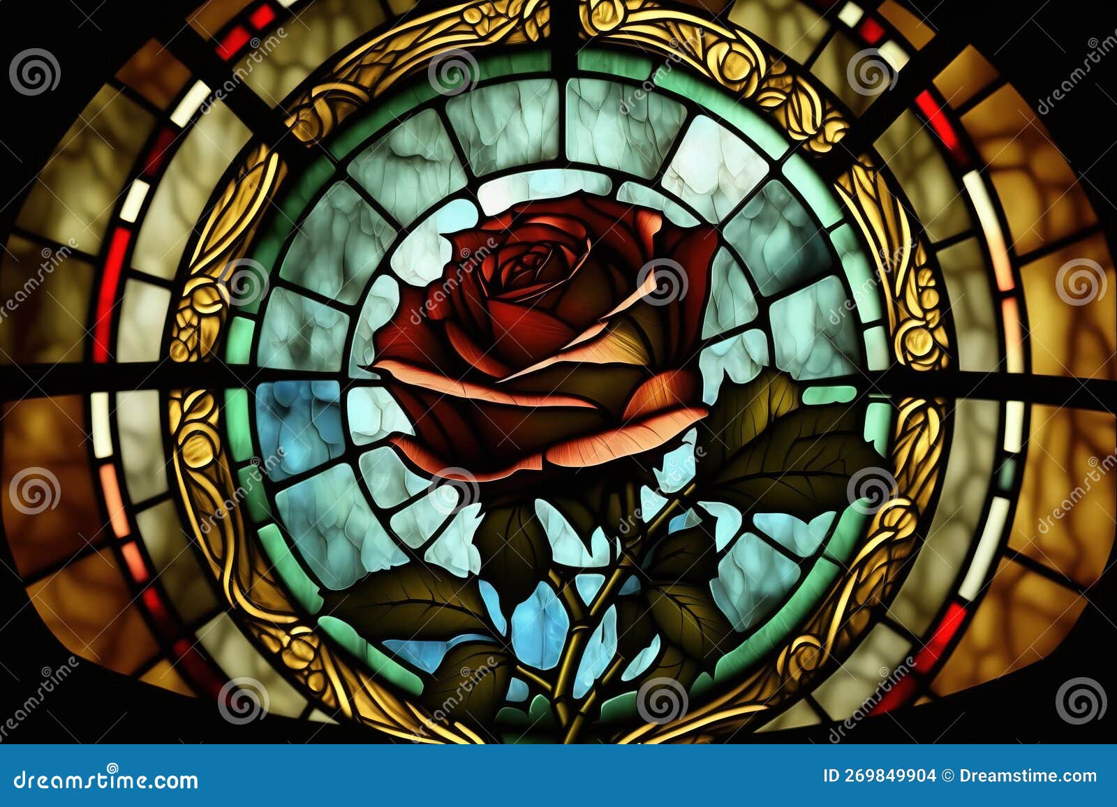 Multicolored Stained Glass Window with Irregular Random Block Pattern ...