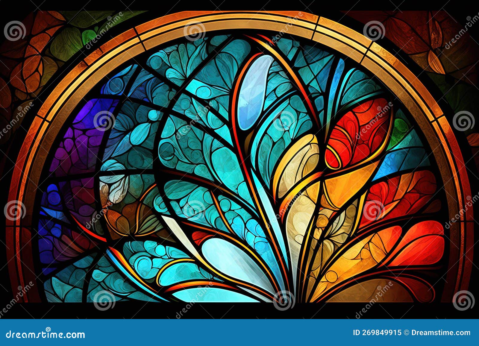 Multicolored Stained Glass Window with Irregular Random Block Pattern ...