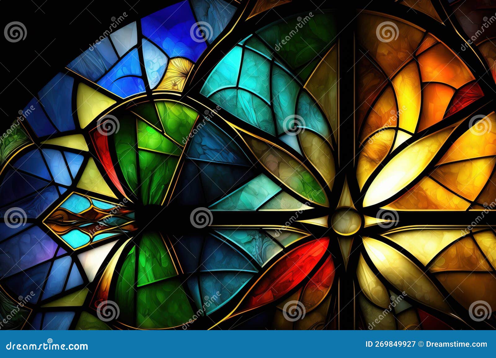 Multicolored Stained Glass Window with Irregular Random Block Pattern ...