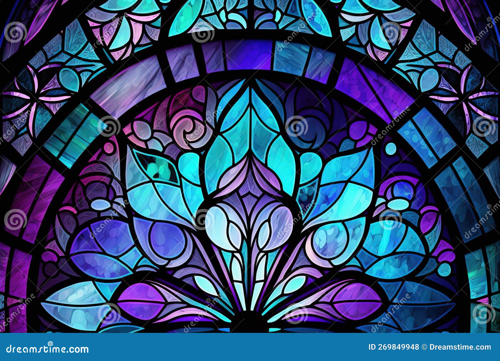 Multicolored Stained Glass Window with Irregular Random Block Pattern ...