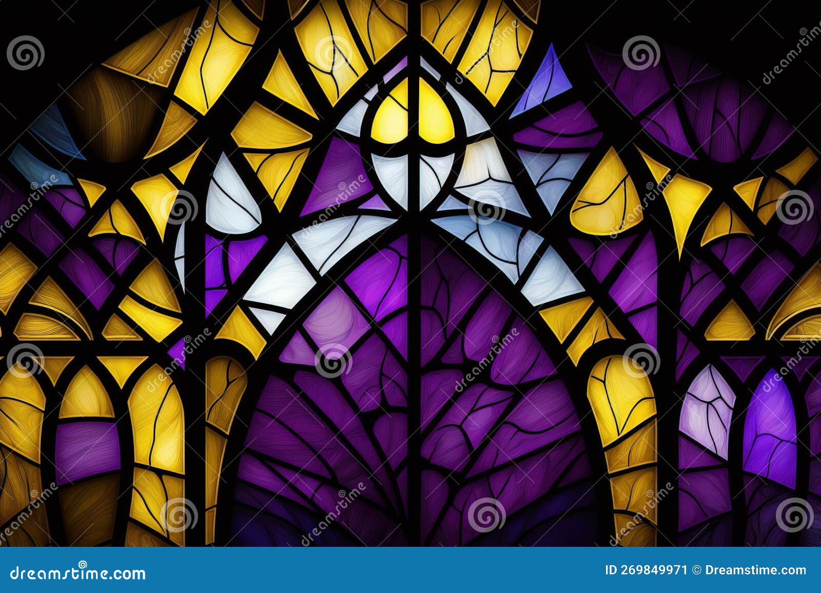 Multicolored Stained Glass Window with Irregular Random Block Pattern ...