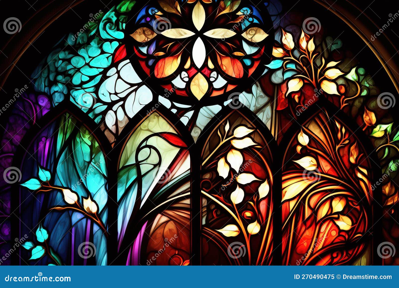 Multicolored Stained Glass Window with Irregular Random Block Pattern ...