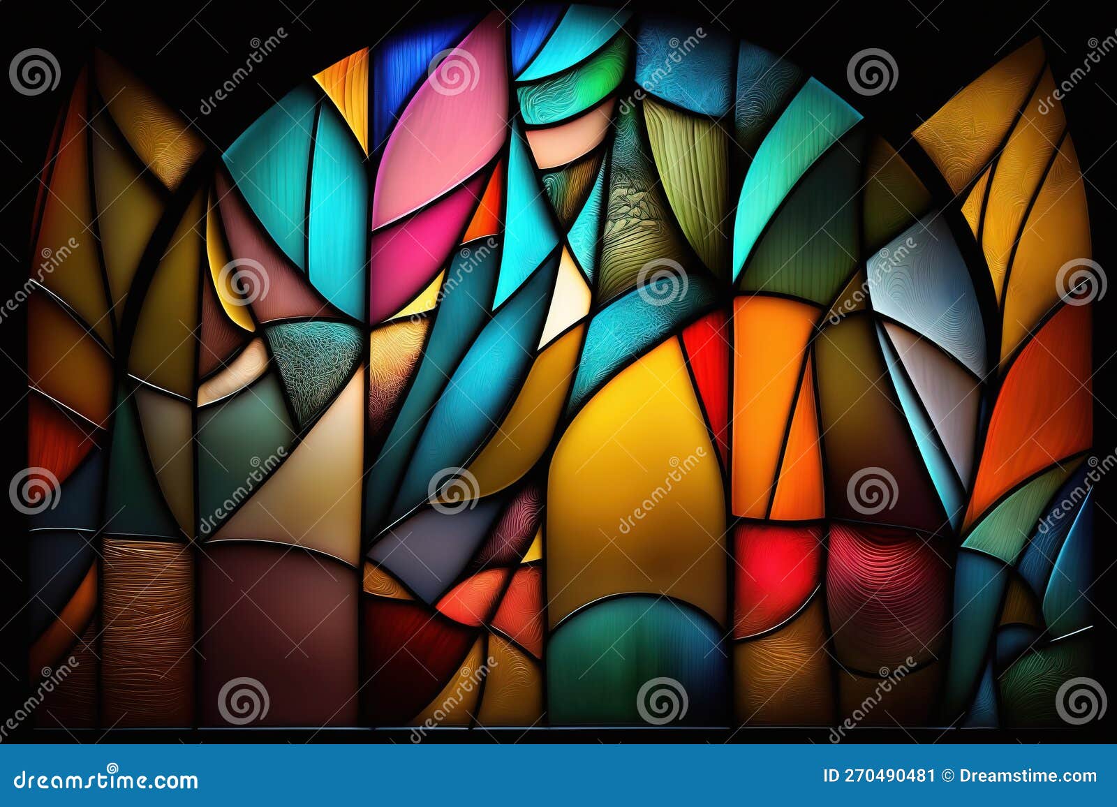 Multicolored Stained Glass Window with Irregular Random Block Pattern ...