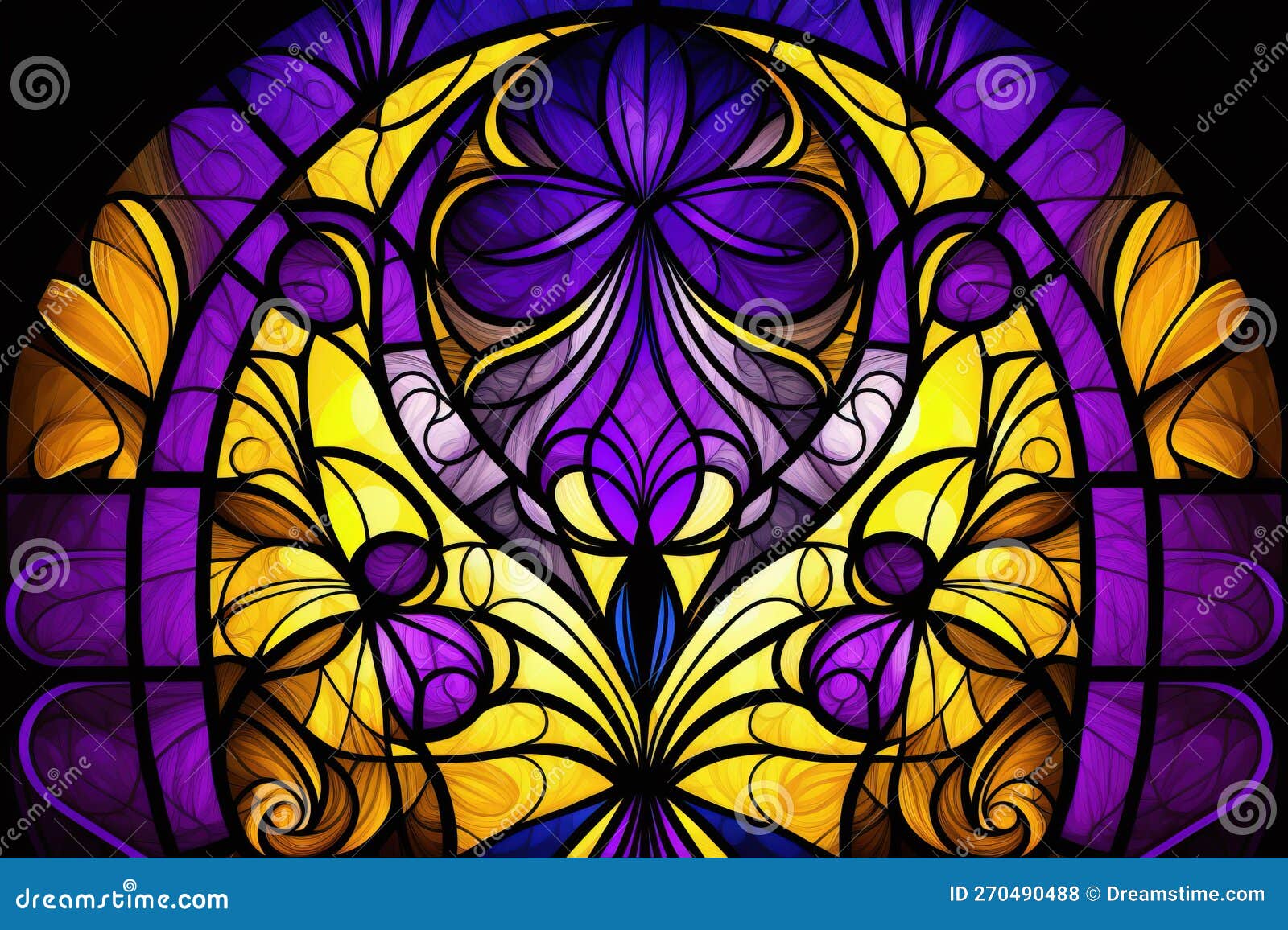 Multicolored Stained Glass Window with Irregular Random Block Pattern ...