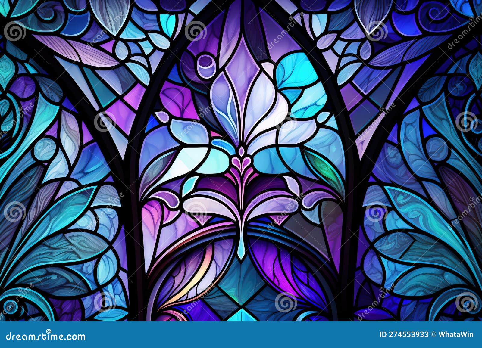 Multicolored Stained Glass Window with Irregular Random Block Pattern ...