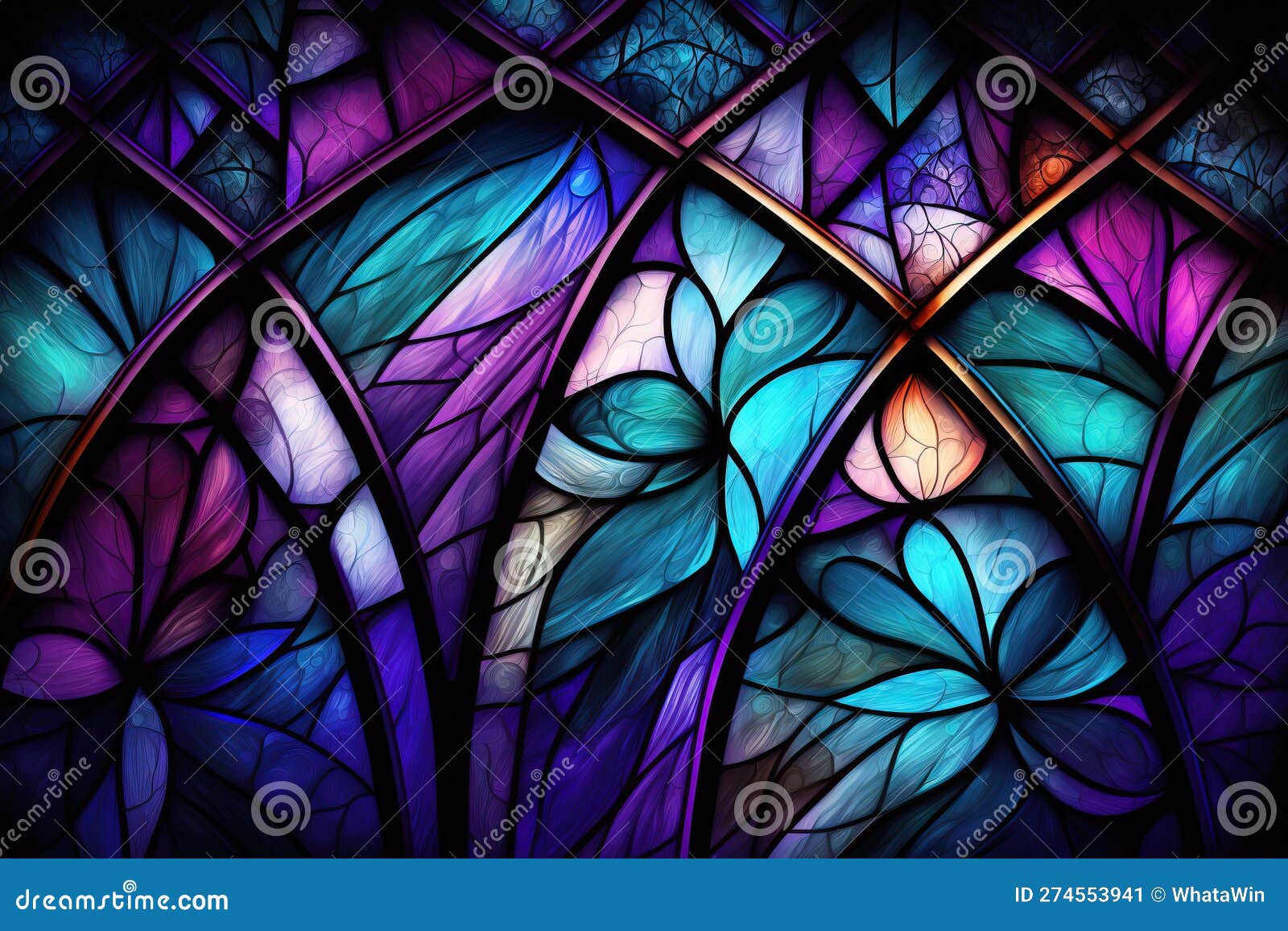 Multicolored Stained Glass Window with Irregular Random Block Pattern ...