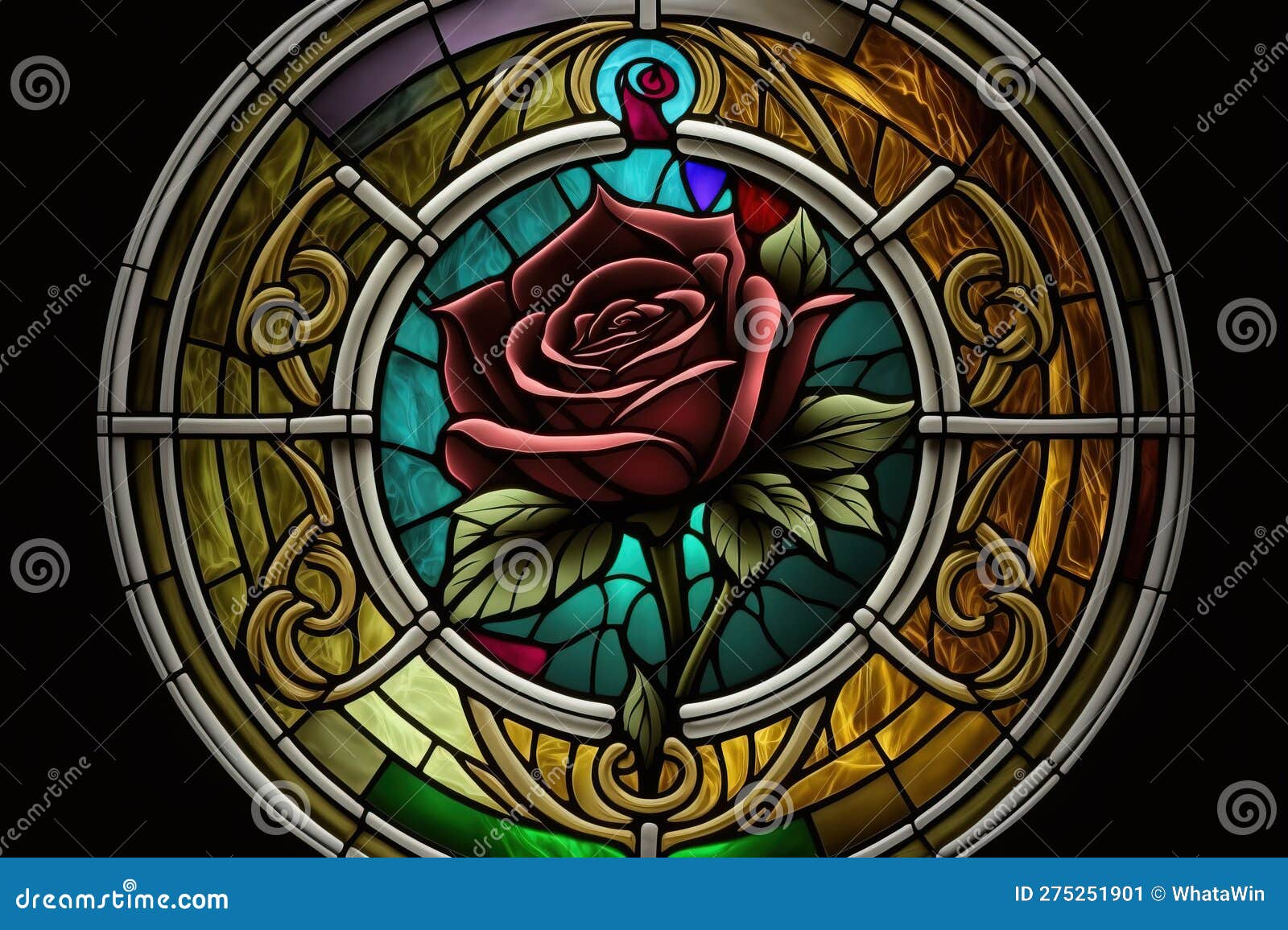 Multicolored Stained Glass Window with Irregular Random Block Pattern ...