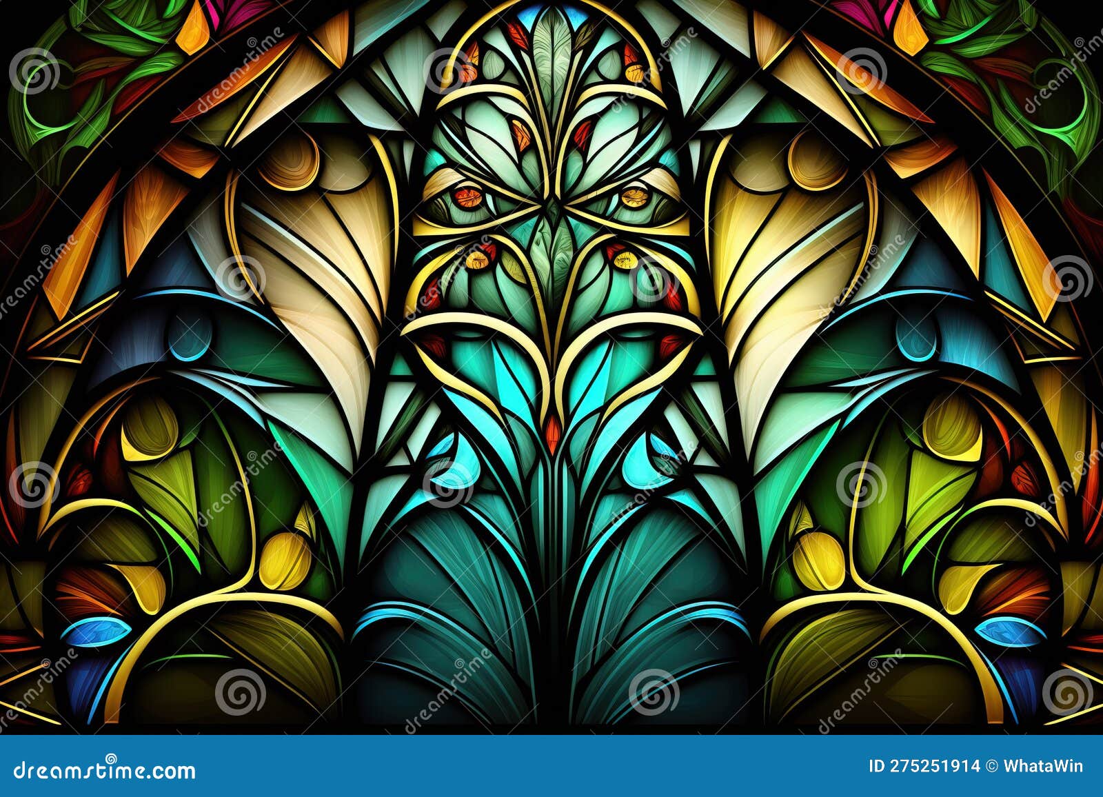 Multicolored Stained Glass Window with Irregular Random Block Pattern ...