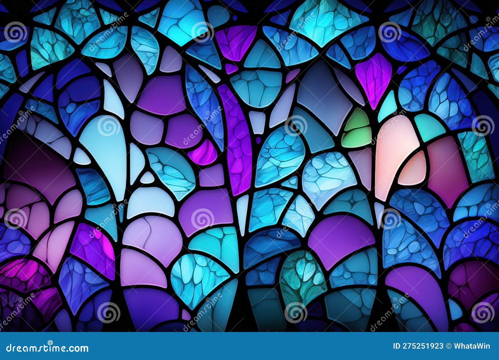 Multicolored Stained Glass Window with Irregular Random Block Pattern ...