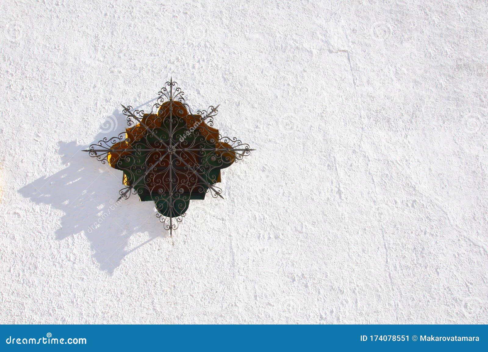 Multicolored Stained Glass Window with Patterned Forged Lattice on the ...