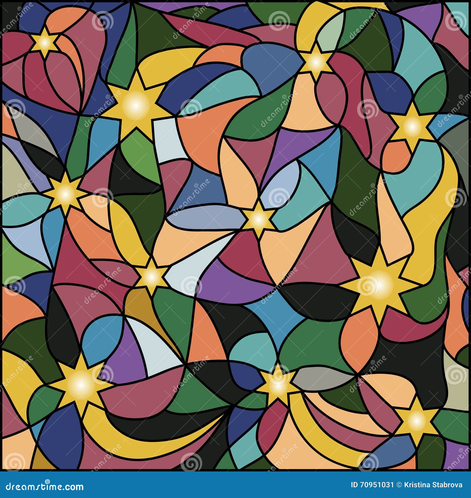 Multicolored Stained-glass Window, Stars for Your Design. Stock Vector ...