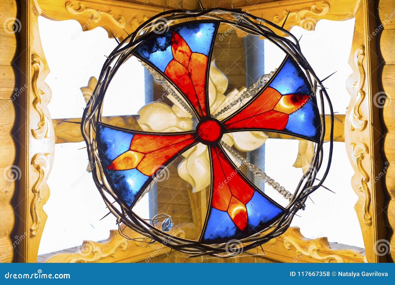 Multicolored Stained Glass Window in the Sun Stock Photo - Image of ...