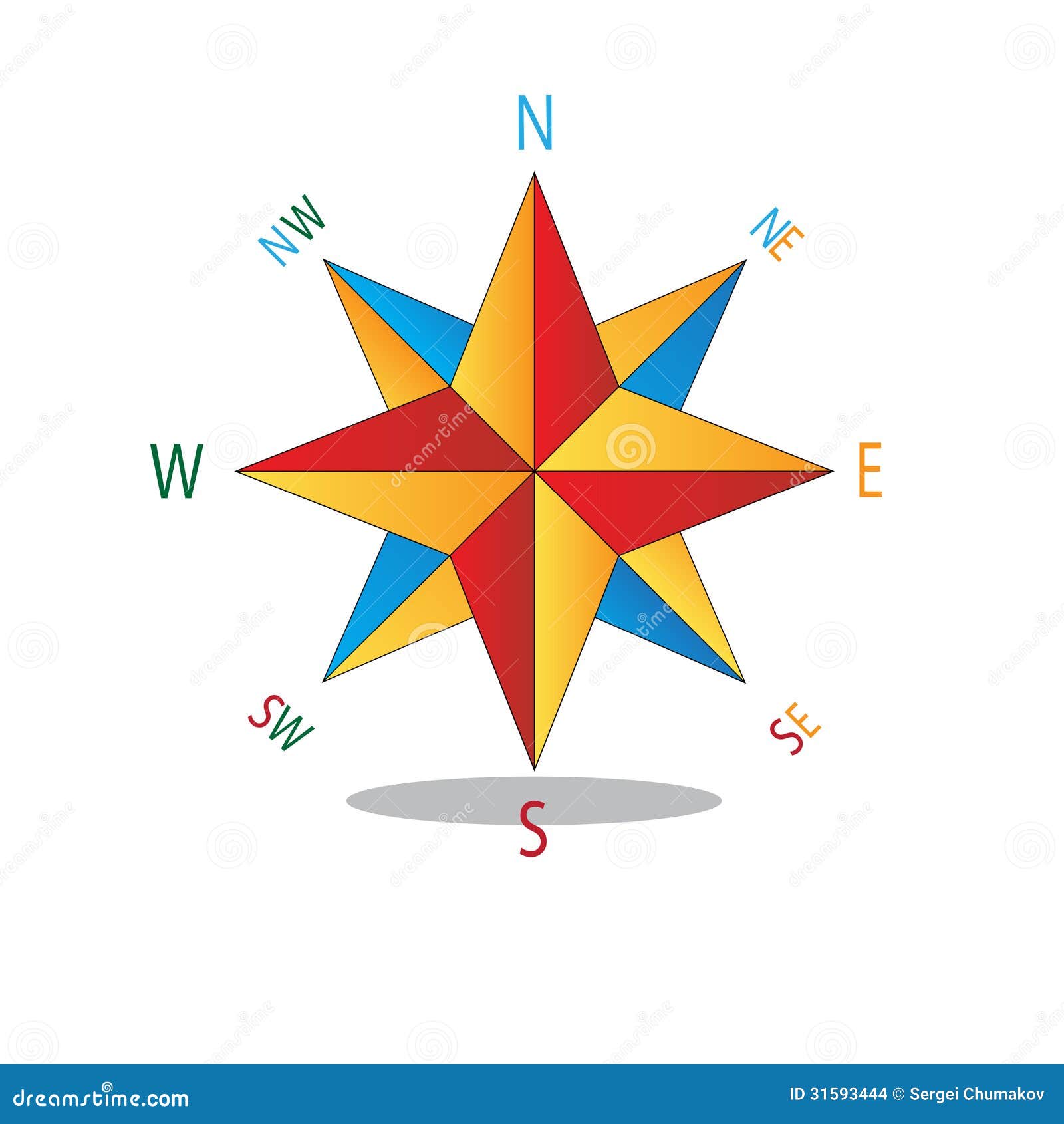 Multicolored Star Compass. Stock Images - Image: 31593444