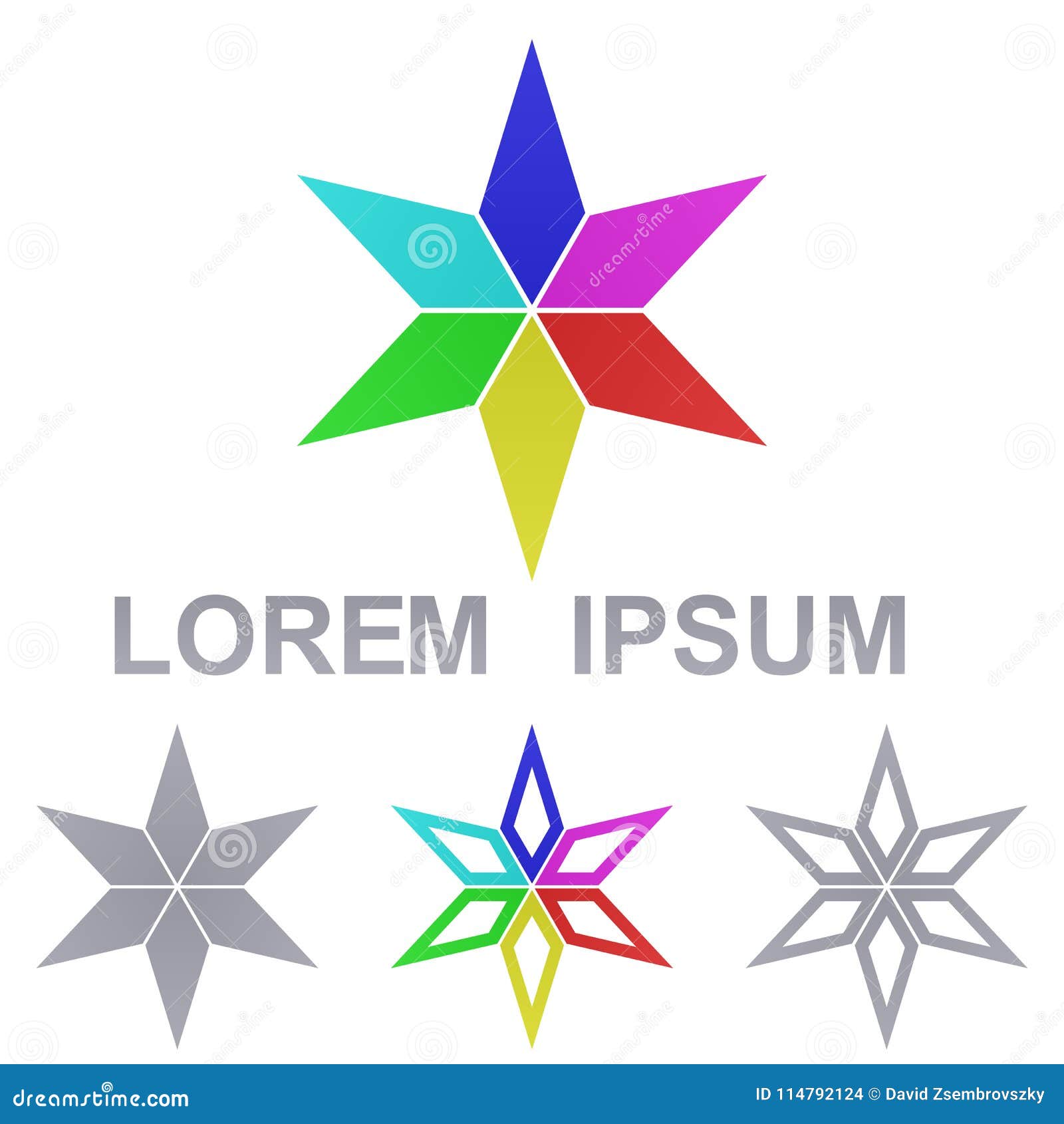 Multicolored Star Logo Design Set Stock Vector - Illustration of idea ...
