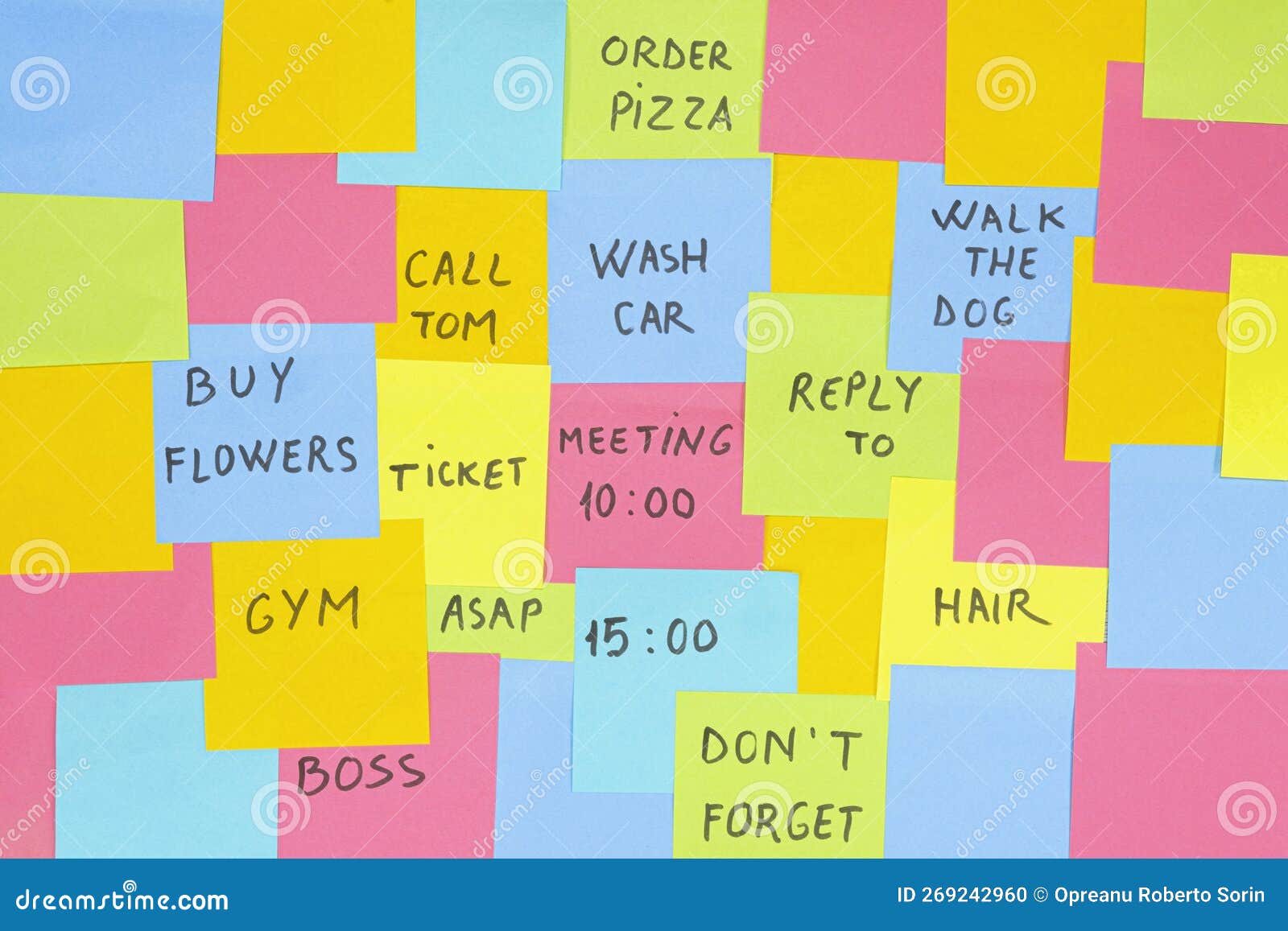 Multicolored Sticky Paper Notes with Various Messages Stock Photo ...