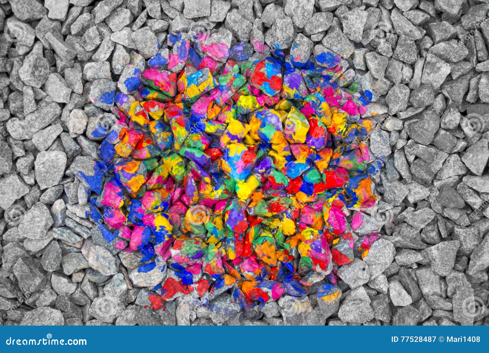 Multicolored Stones in the Middle of Black and White Stones Stock Image ...