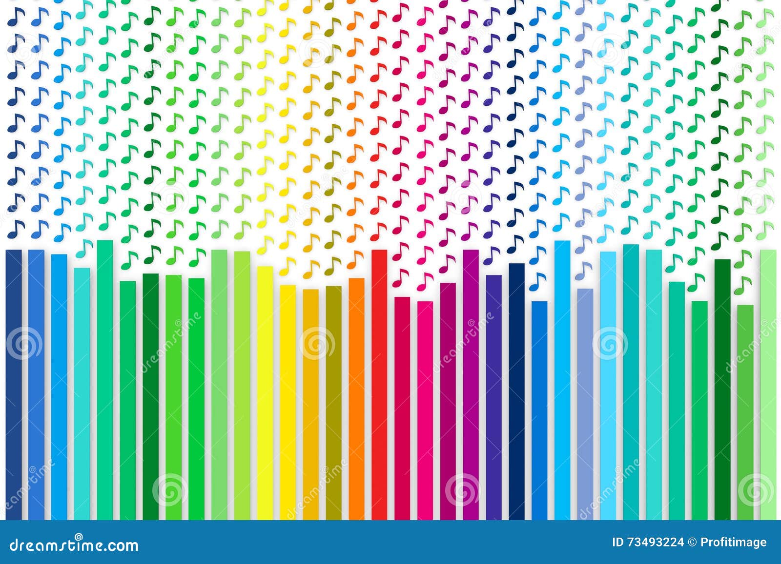 Multicolored Stripes Music Notes Stock Illustration - Illustration of ...