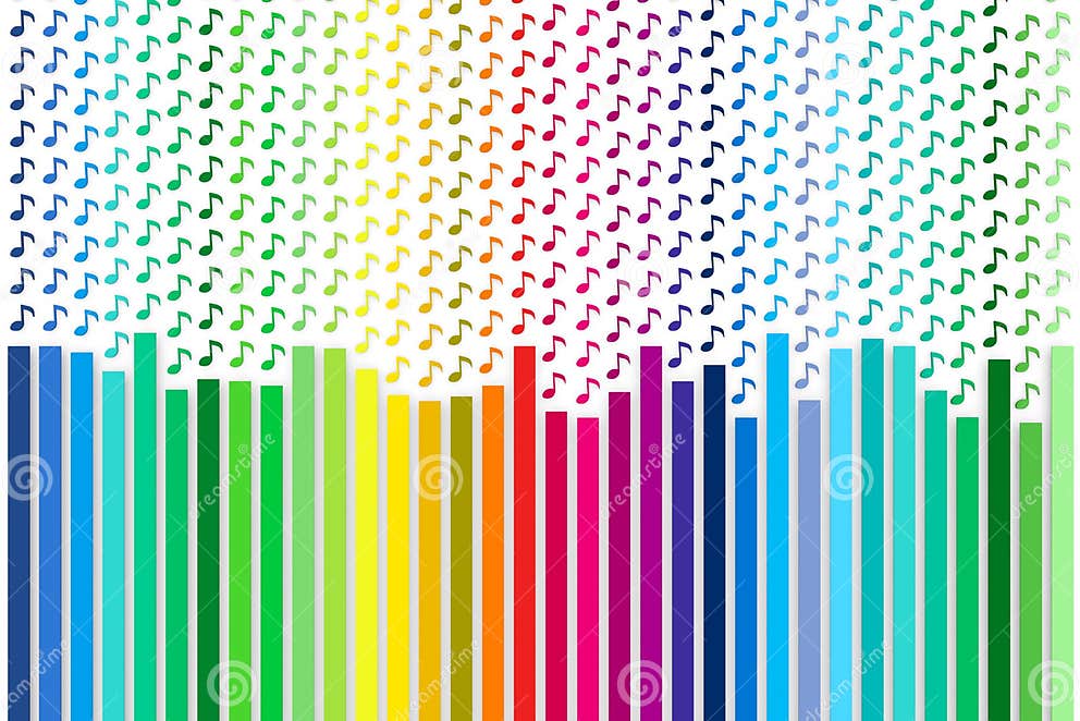 Multicolored Stripes Music Notes Stock Illustration - Illustration of ...