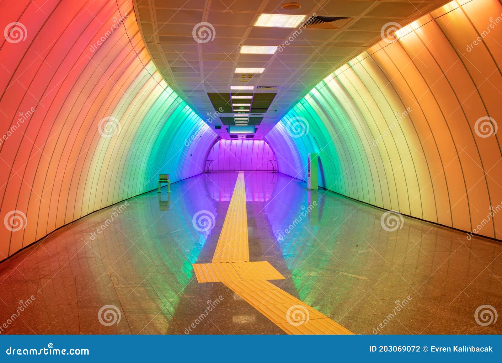 Multicolored Subway Corridor Stock Photo - Image of subway, rainbow ...