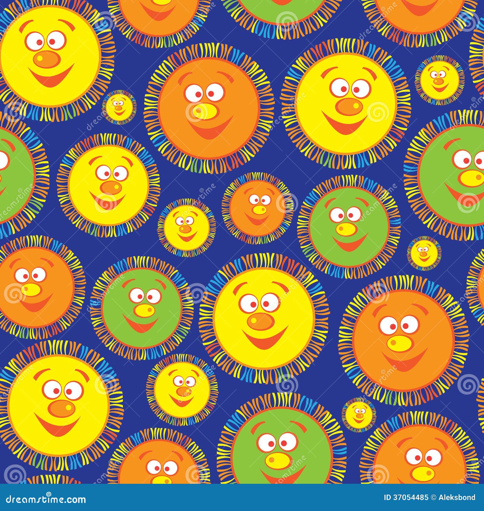 Multicolored Sun of Seamless Pattern Stock Vector - Illustration of ...