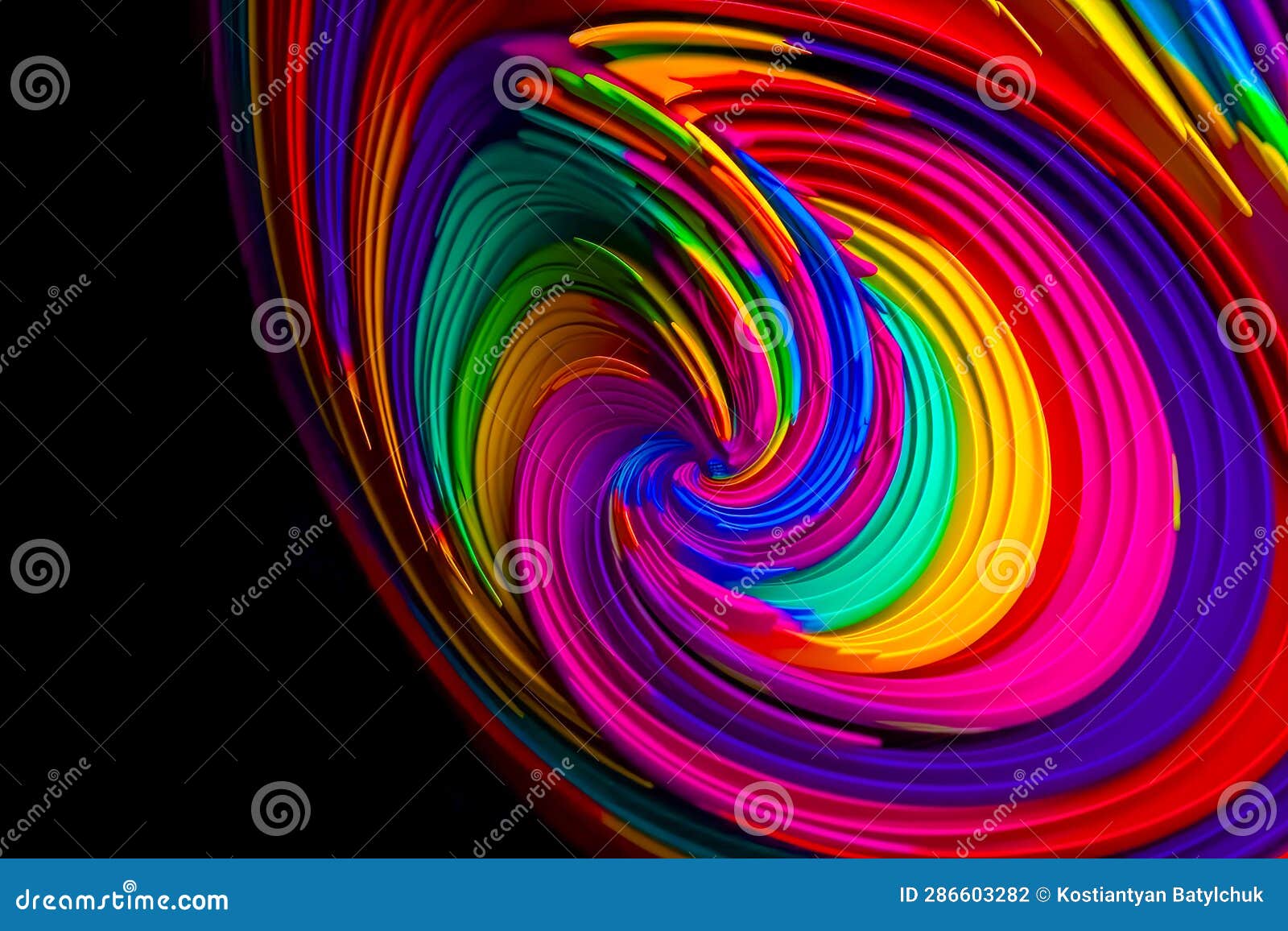 Multicolored Swirl is Shown in the Middle of Black Background Stock ...