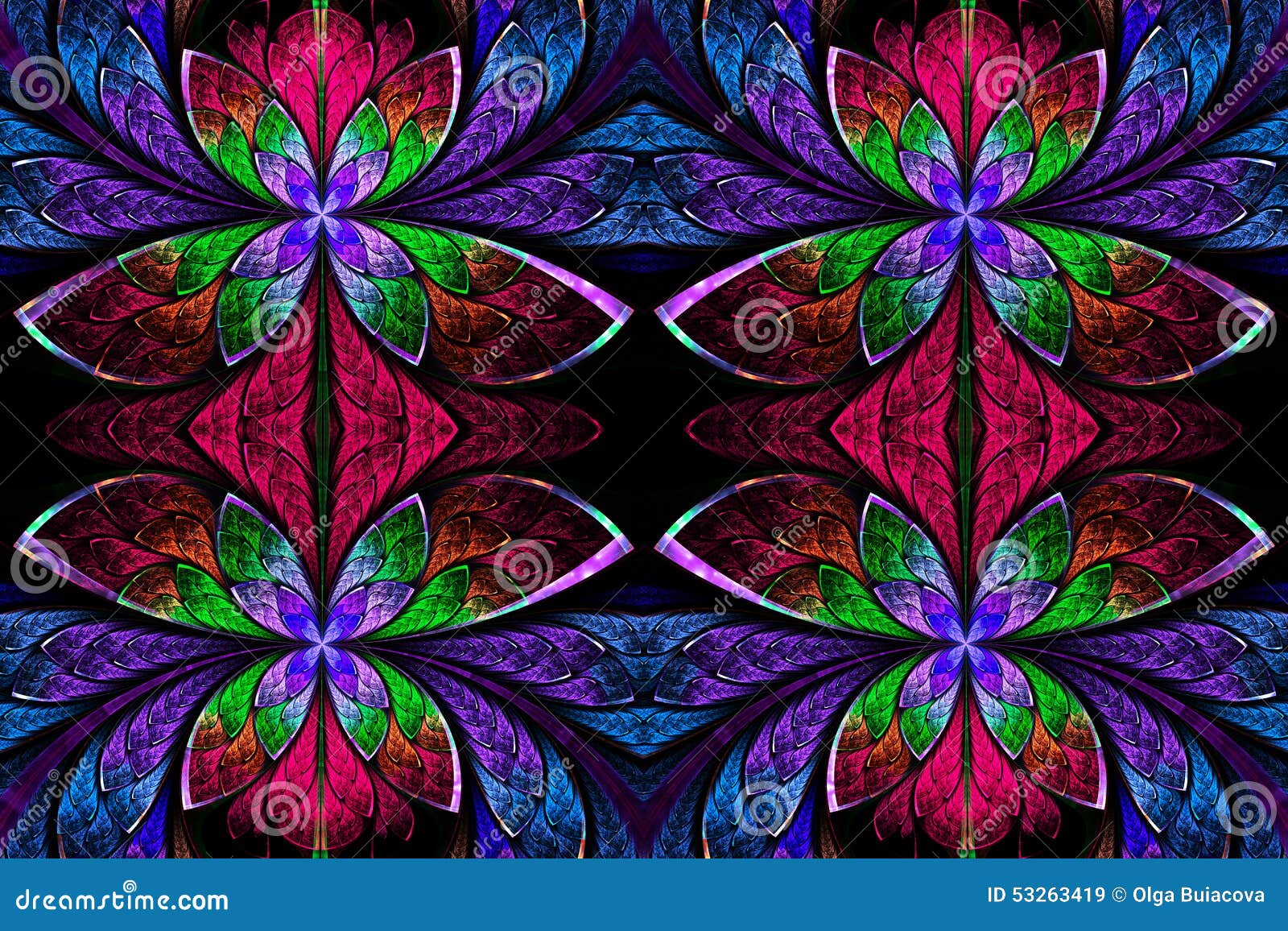 Multicolored Symmetrical Pattern in Stained-glass Window Style. Stock ...