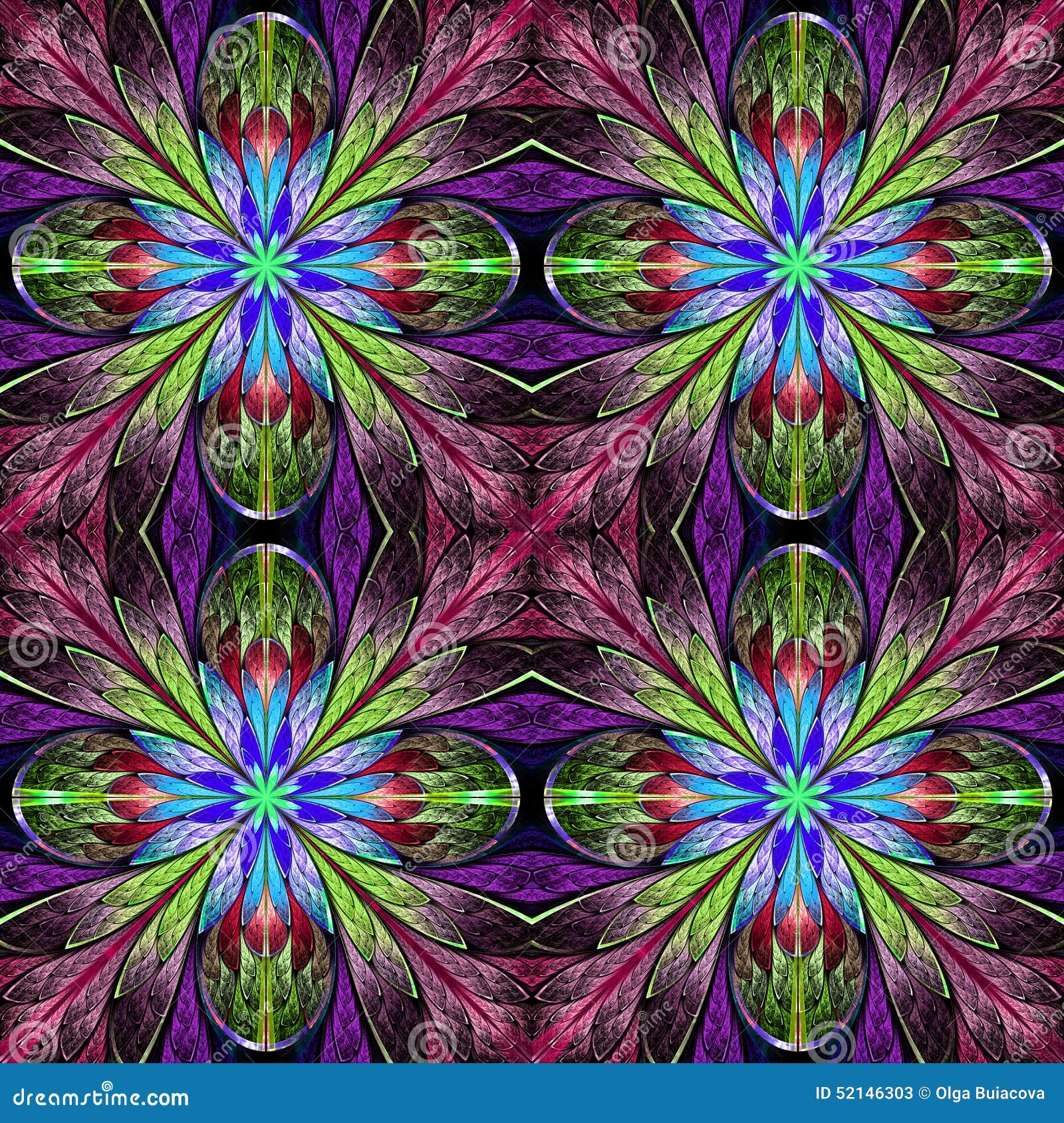 Multicolored Symmetrical Pattern in Stained-glass Window Style. Stock ...