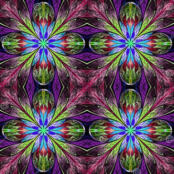 Multicolored Symmetrical Pattern in Stained-glass Window Style. Stock ...