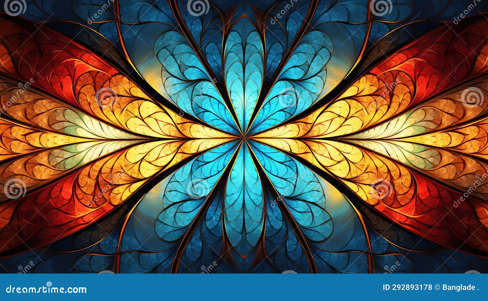 Multicolored Symmetrical Pattern in Stained-glass Window Style ...