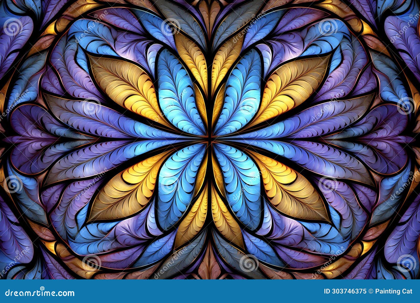 Multicolored Symmetrical Pattern in Stained-glass Window Style Stock ...