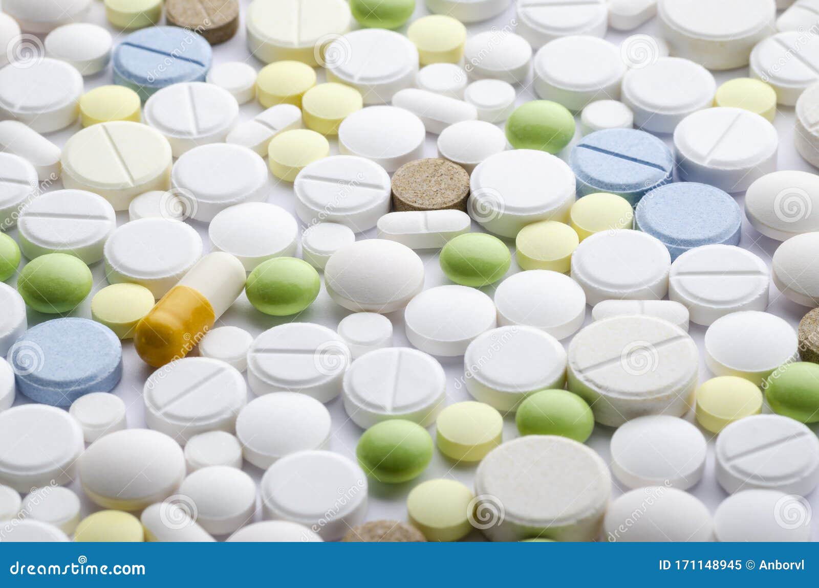 Multicolored Tablets of Different Shapes Close-up Stock Image - Image ...