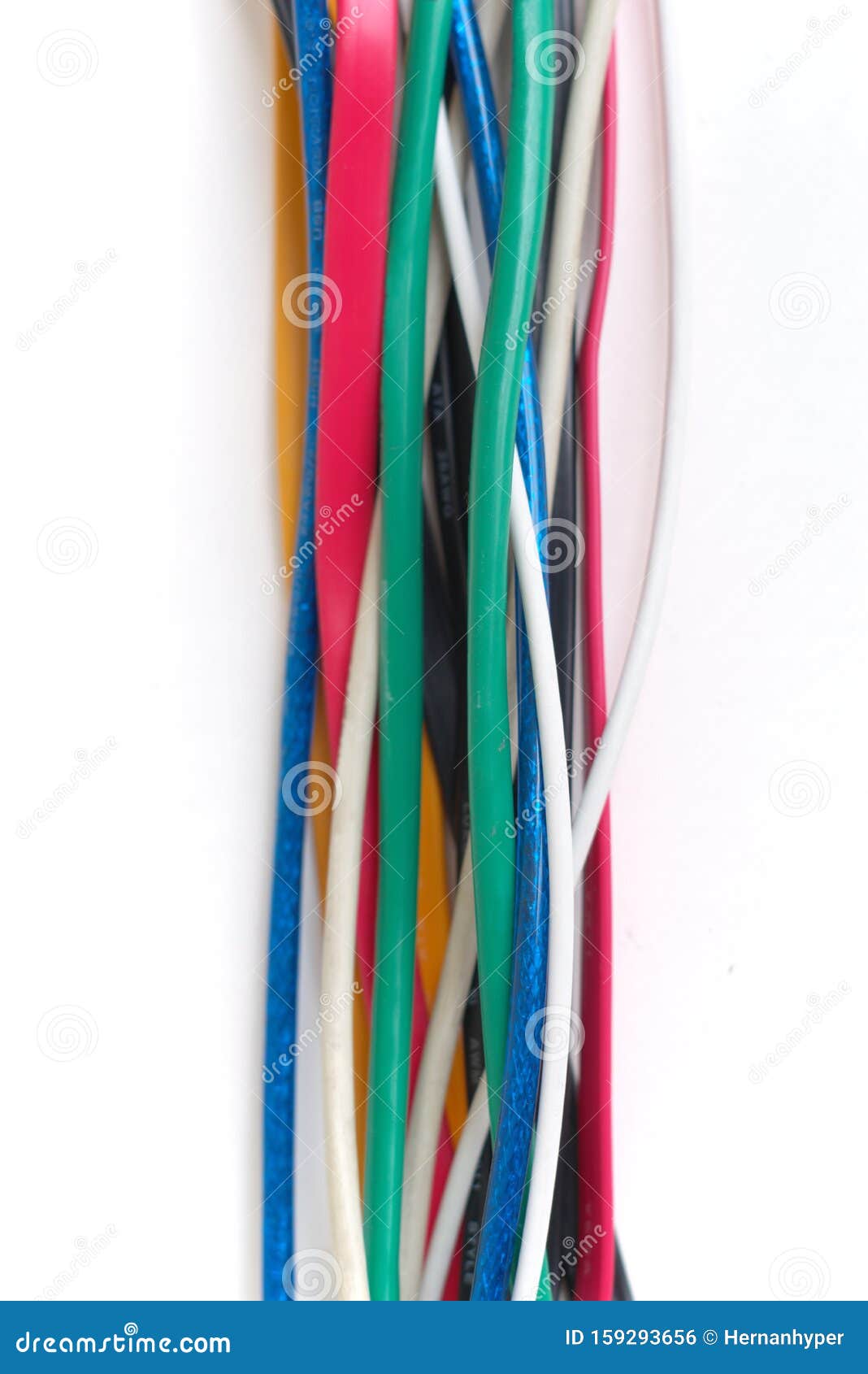 Multicolored Tangled Cables Across a White Background. Network ...