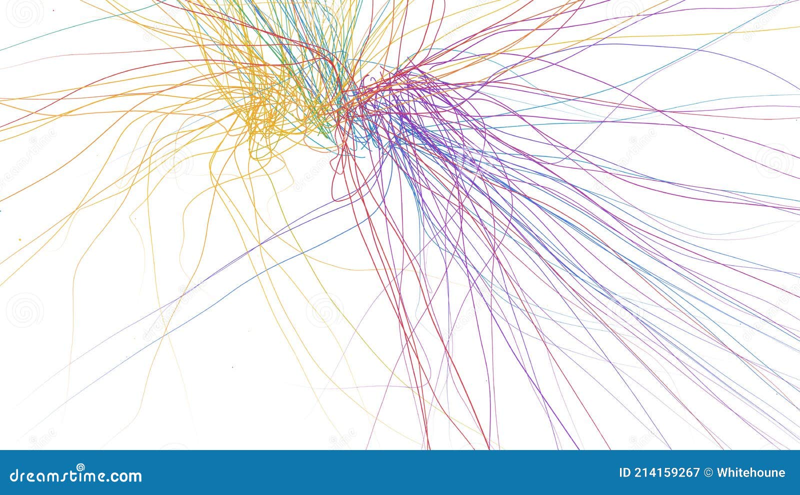 Multicolored Thin Lines Forming a Big Messy Knot Isolated on White ...