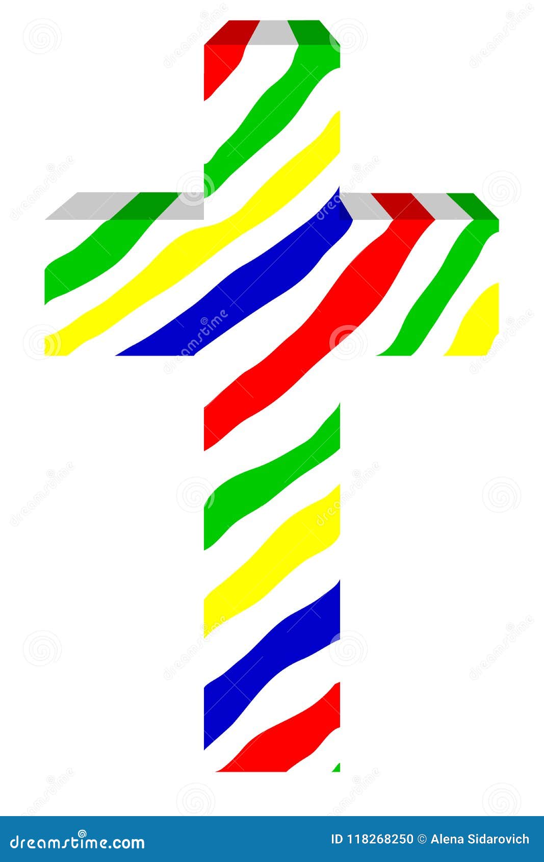Multicolored Three-dimensional Cross on White Background, 3d Stock ...