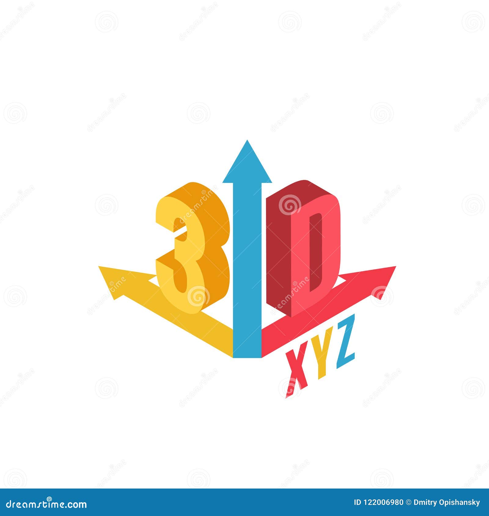 Multicolored Three-dimensional Icon 3D Stock Vector - Illustration of ...