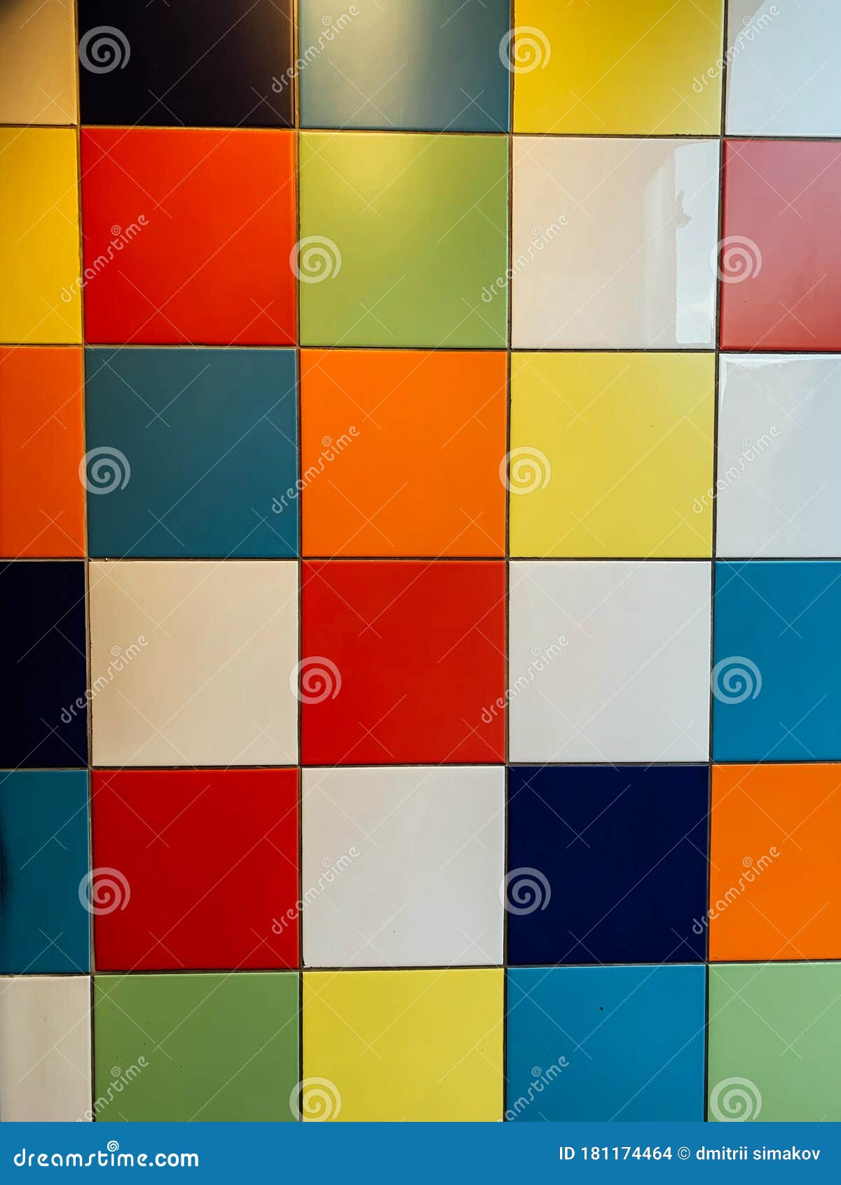 Multicolored Tile Squares on the Wall a Background Stock Photo - Image ...