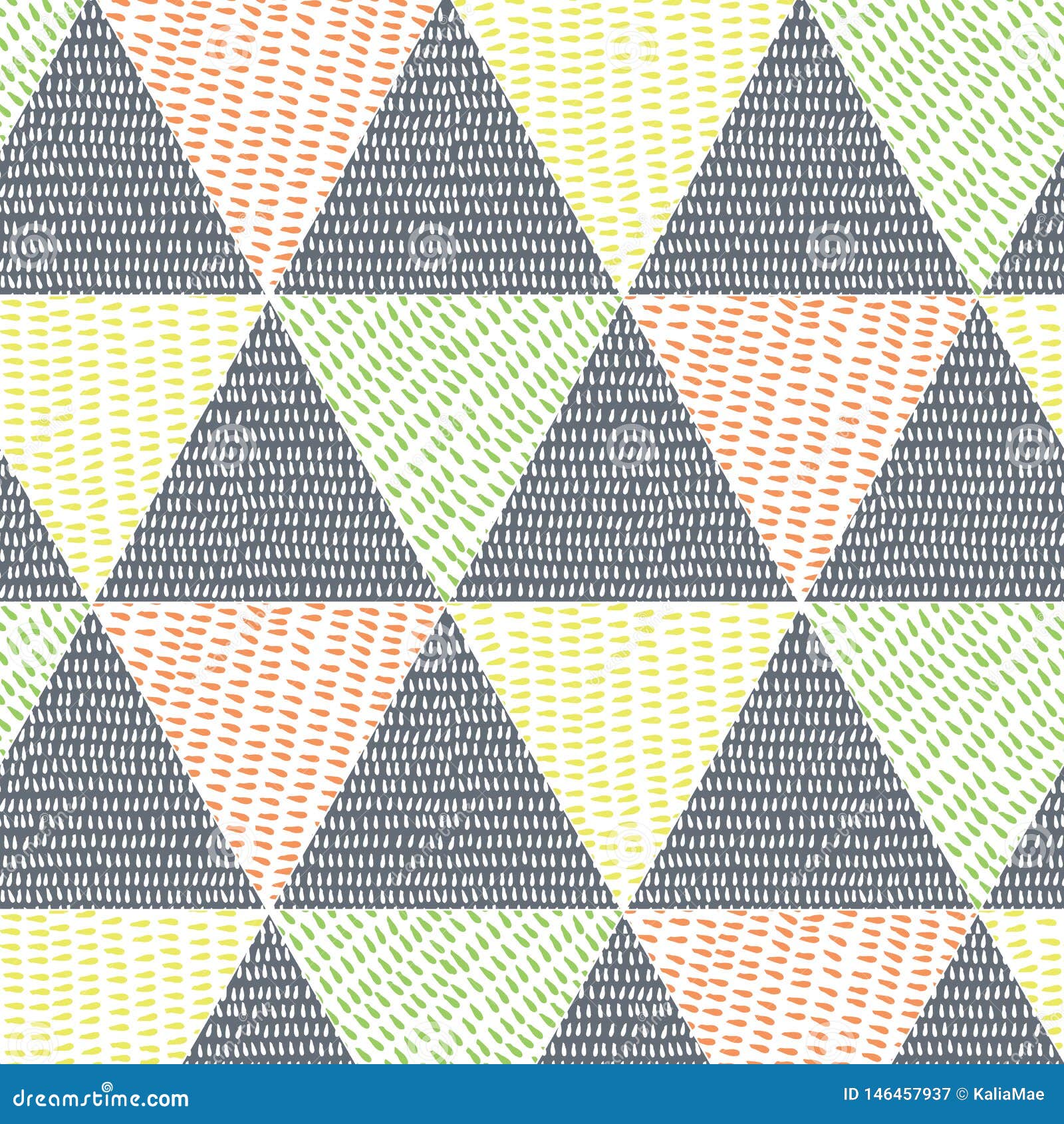 Multicolored Triangle Faux Patchwork Design With Hand Drawn Drop ...