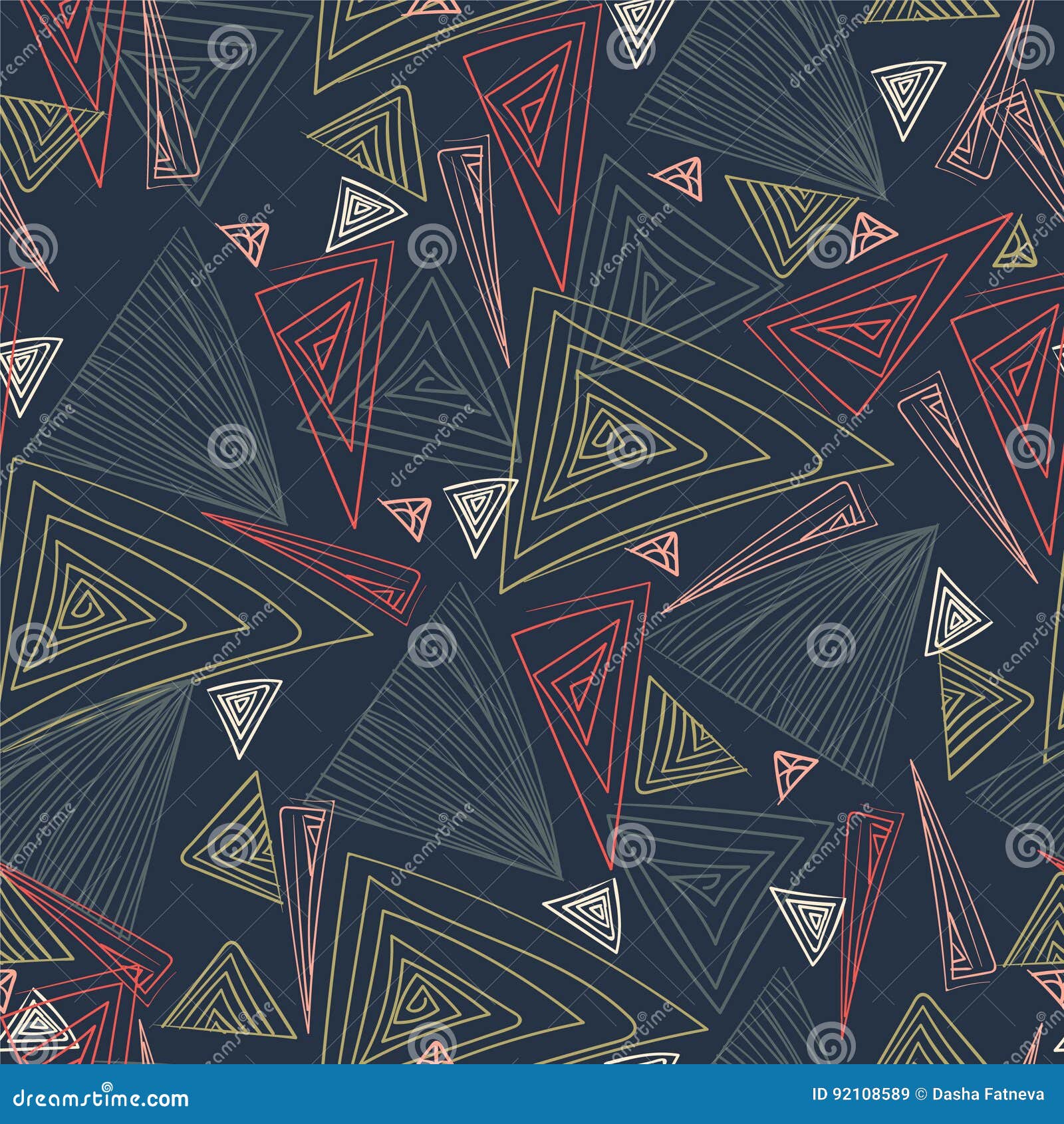 Multicolored Triangles. Hand Drawing. Seamless Texture Stock Vector ...