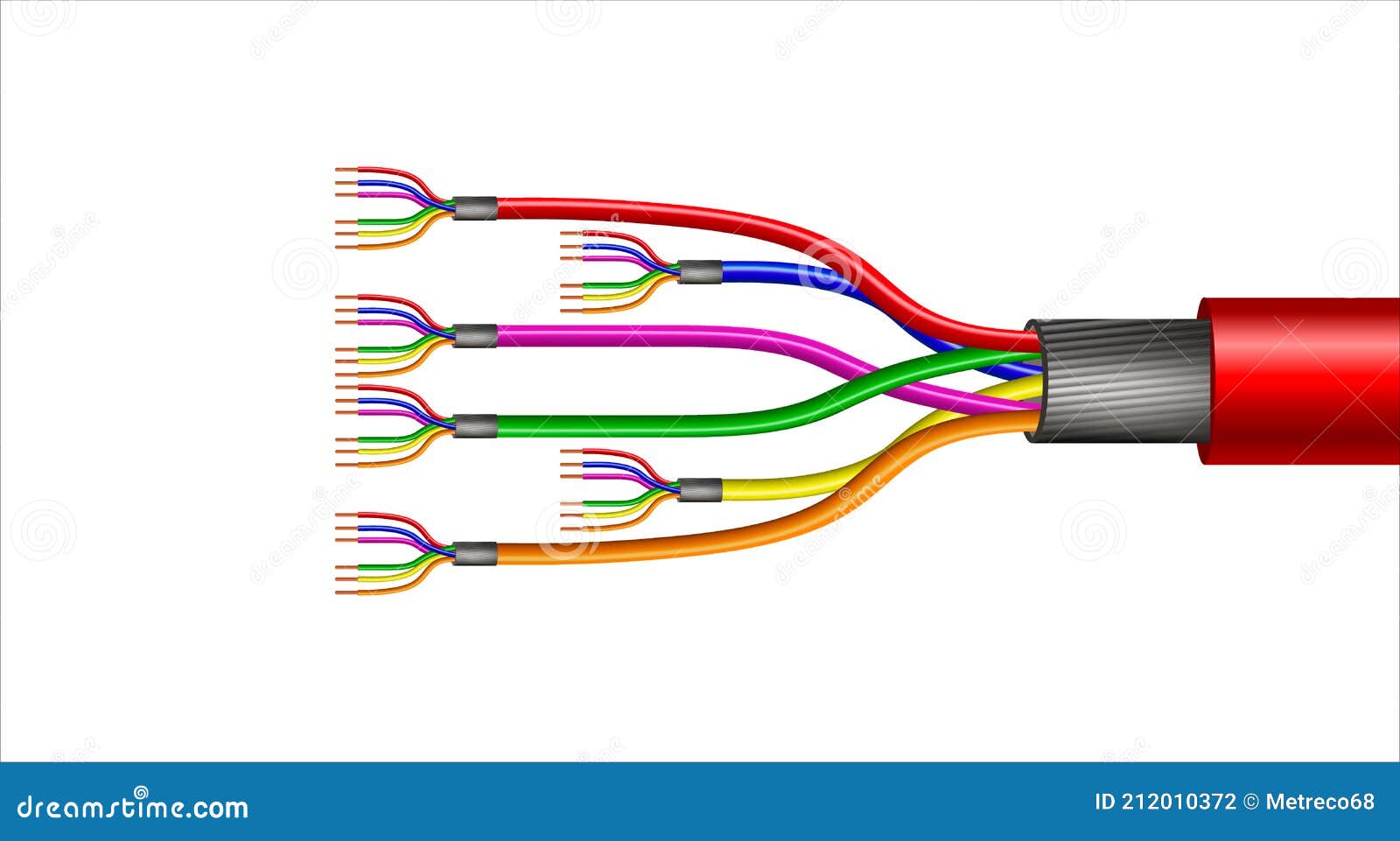Twisted-pair Cable With Symbols. Foil Shielded Cable Vector ...