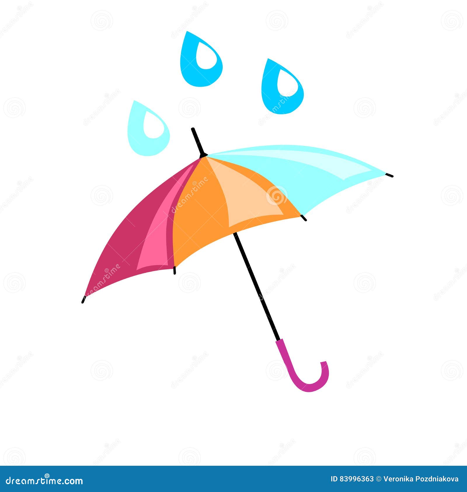 Multicolored Umbrella on Which Drip a Drop. Beautiful Accessory Stock ...
