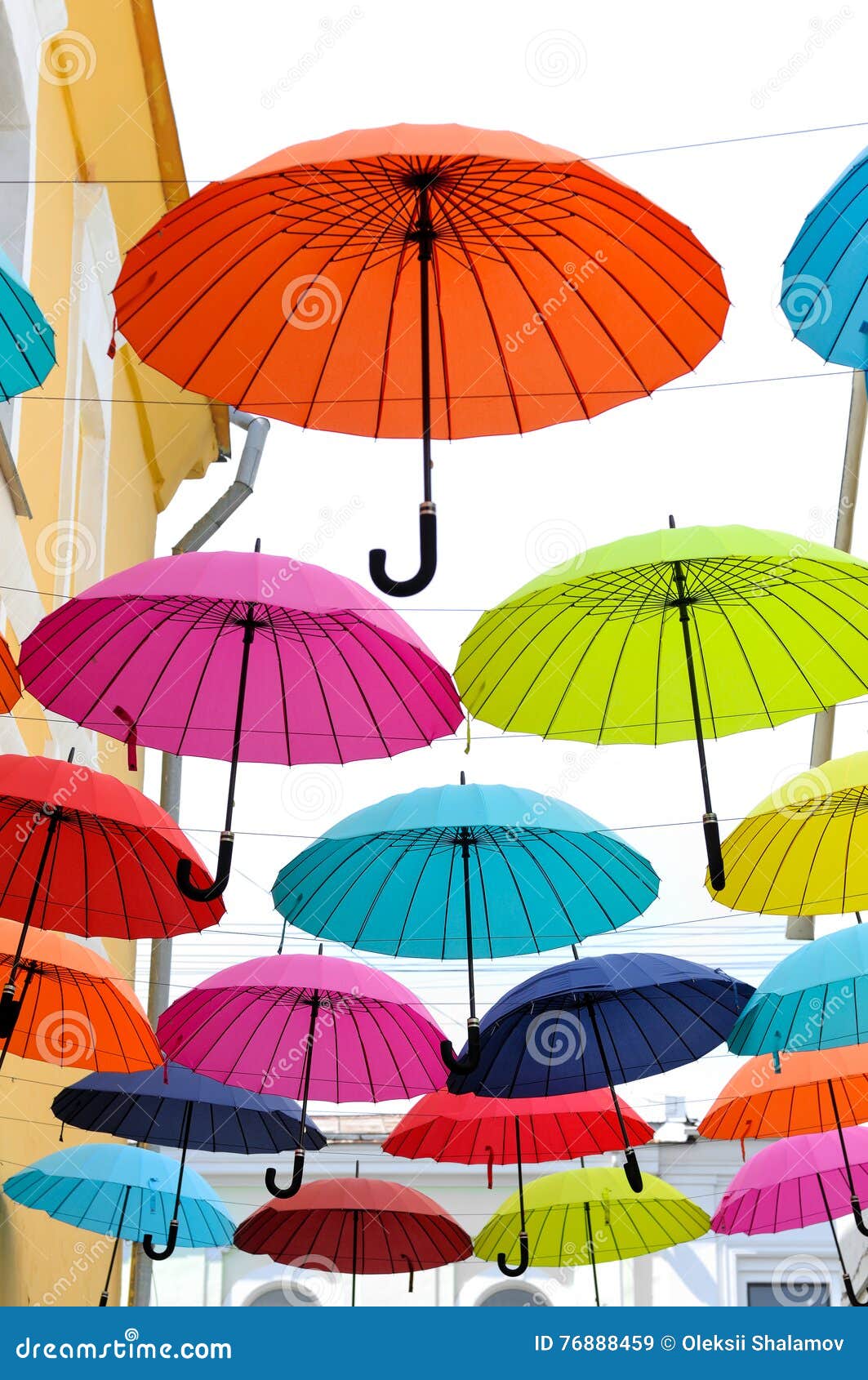 Multicolored Umbrellas Hanging on Strings Stock Image - Image of ...