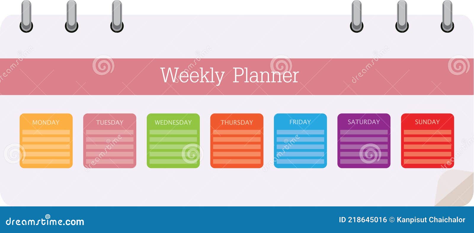 Schedule, Weekly Planner, Printable. Weekly Schedule Cartoon Vector ...