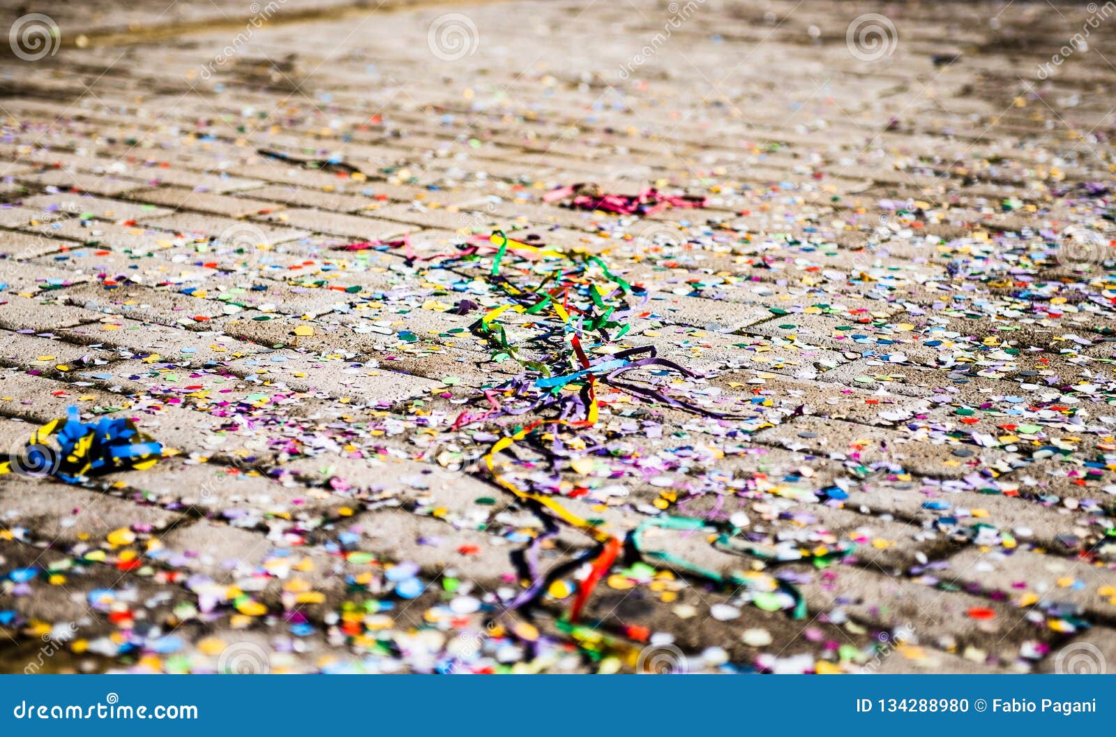 Multicolored Wacky Strings on the Ground after Mardi Gras Party Stock ...
